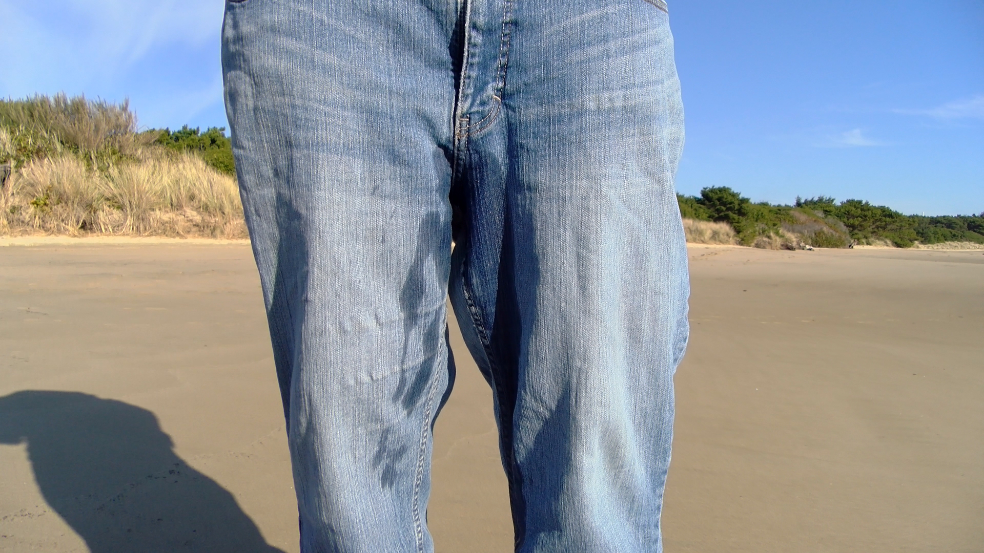 Wetting Jeans On The Beach Hd Wetting